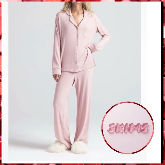 SKIMS | Intimates & Sleepwear | Skims Long Sleeve Sleep Set Pink Bloom ...